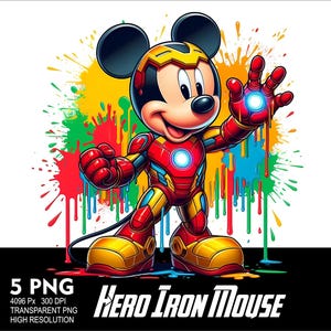 Mickey Superhero Iron Mouse 5 PNG Design for Sublimation Png 300DPI ...