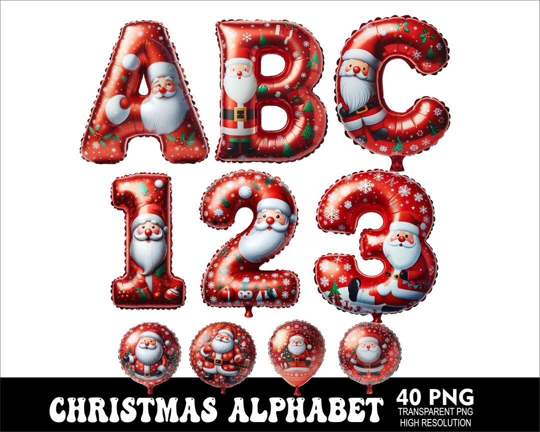 Christmas Santa Alphabet PNG Letters Design Santa Letters Png Christmas ...