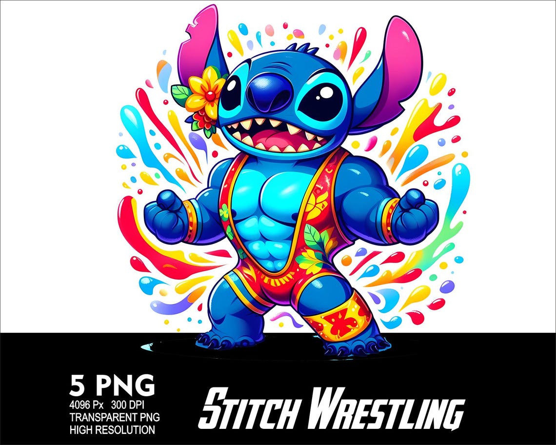 Stitch Wrestling 5 PNG Design for Sublimation Png 300DPI High ...