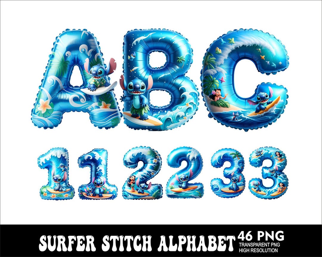 Surfer Stitch Alphabet PNG Letters Design Surfing Stitch Letters Png ...