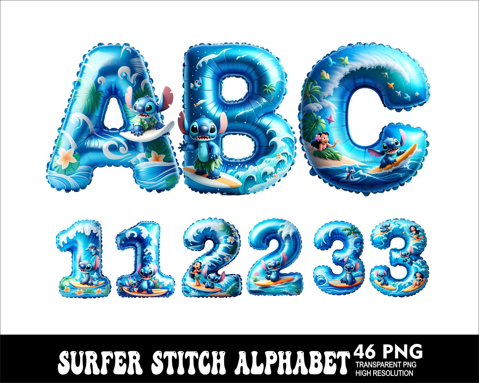 Surfer Stitch Alphabet PNG Letters Design Surfing Stitch Letters Png ...