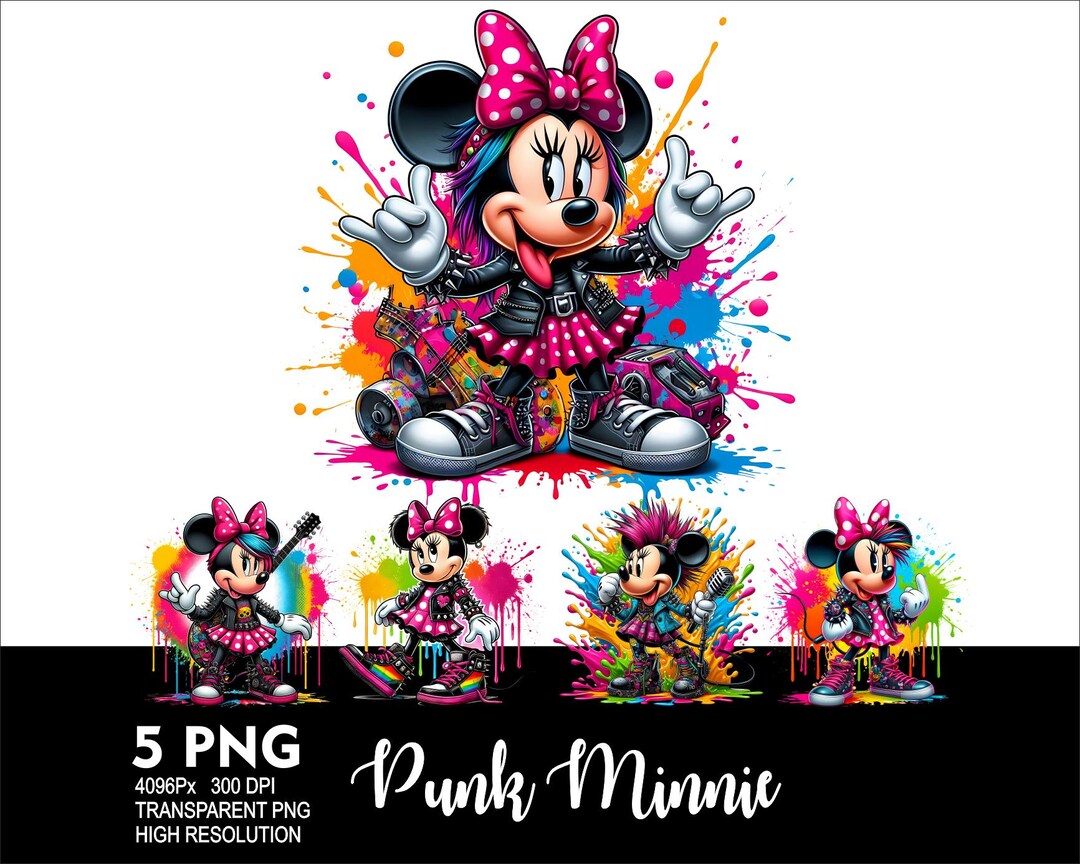 Punk Minnie 5 PNG Design for Sublimation Png 300DPI High Resolution Png ...