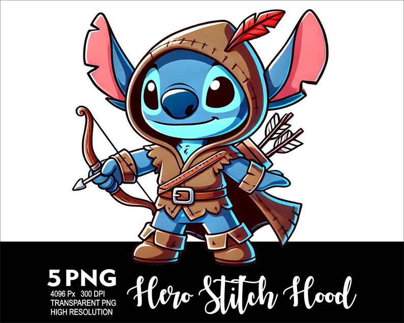 Stitch Hero Hood 5 PNG Design for Sublimation Png 300DPI High ...