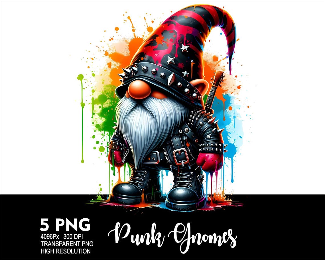 Punk Gnome 5 PNG Design for Sublimation Png 300DPI High Resolution Png ...