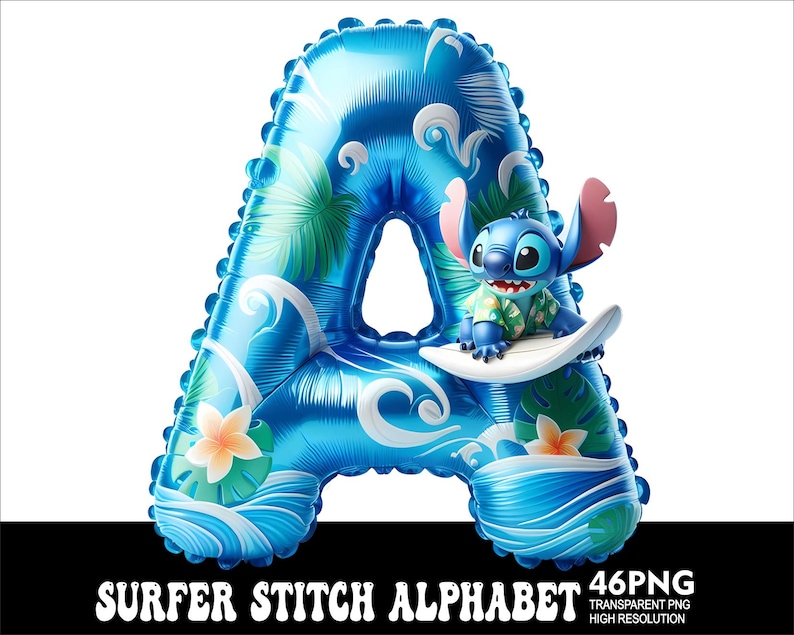 Surfer Stitch Alphabet PNG Letters Design Surfing Stitch Letters Png ...
