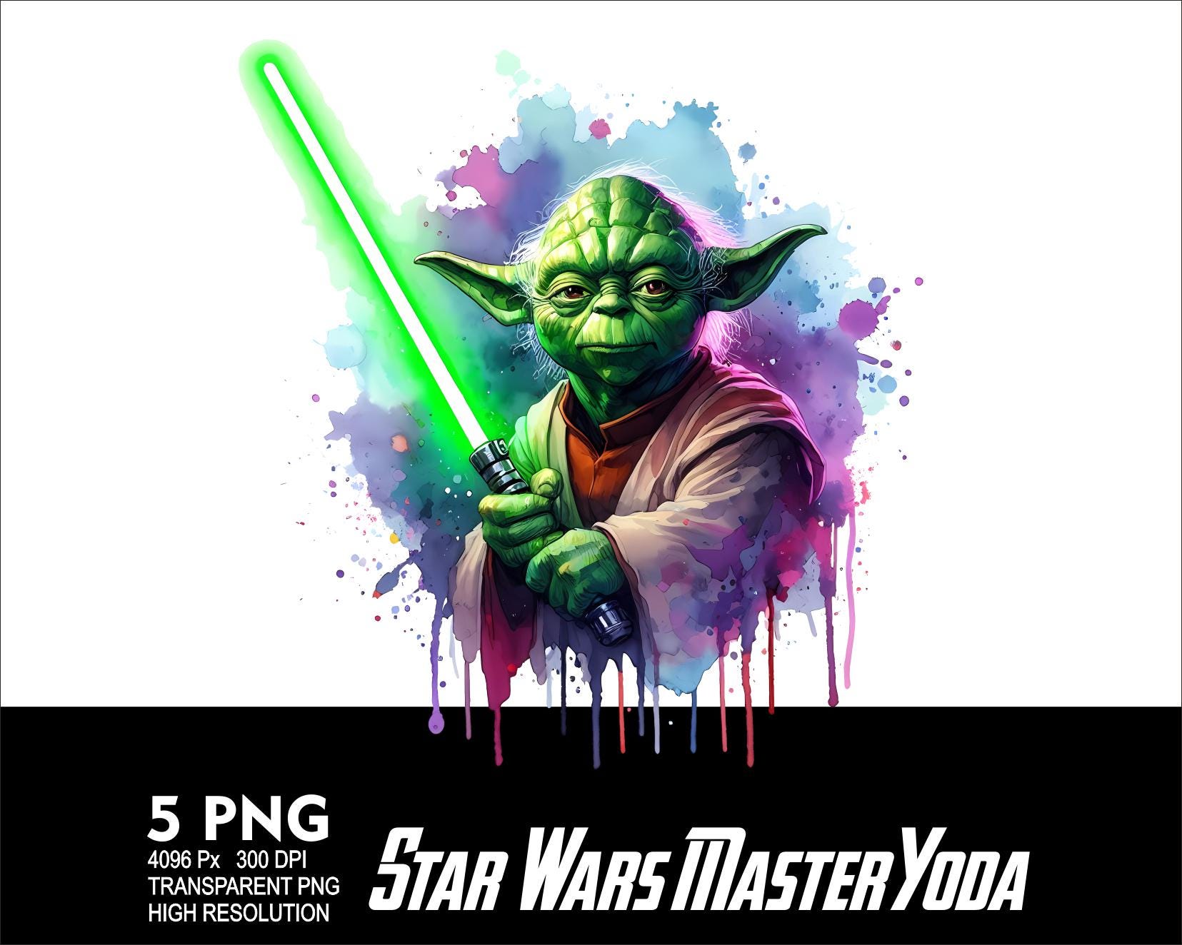 Star Wars Master Jedi 5 PNG Design for Watercolor Sublimation Png ...