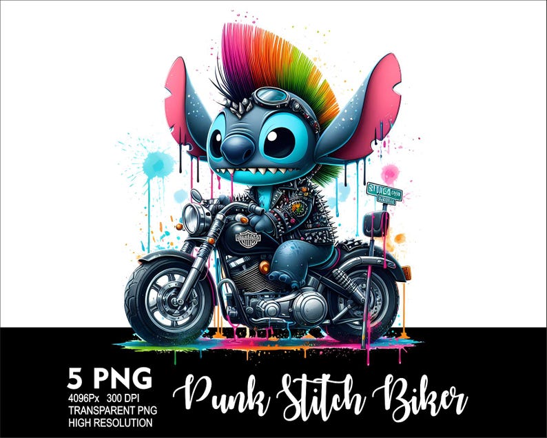 Punk Stitch Biker 5 PNG Design for Sublimation Png 300DPI High ...