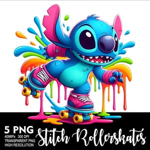 Stitch Rollerskates 5 PNG Design for Sublimation Png 300DPI High ...