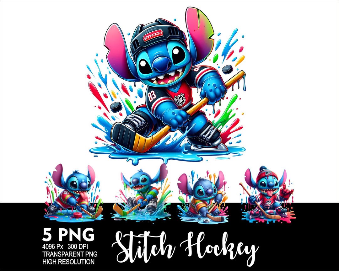 Stitch Ice Hockey Kids 5 PNG Design for Sublimation Png 300DPI High ...