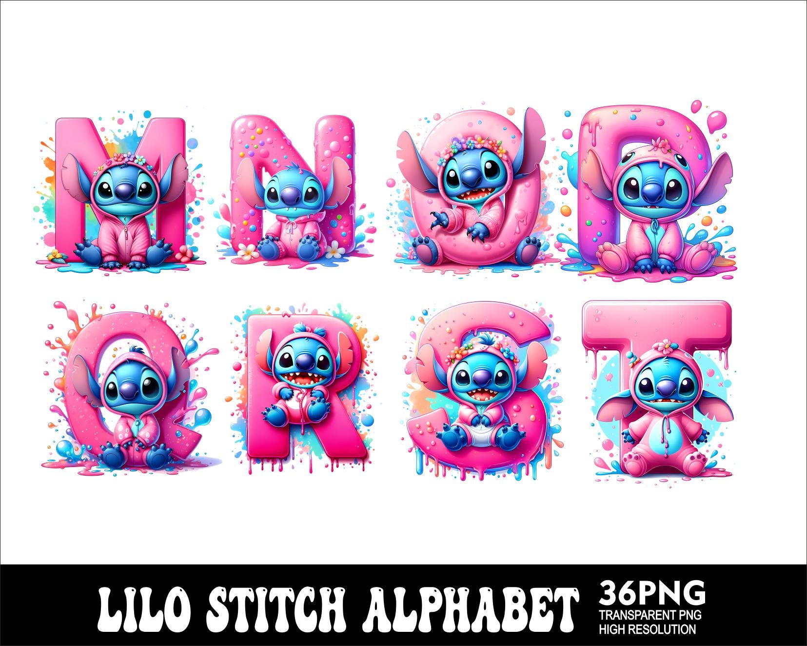 Letras PNG del alfabeto de Lilo Stitch de dibujos animados Diseño ...