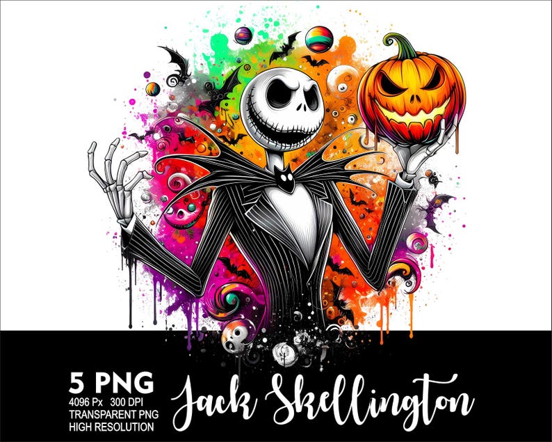 Halloween Jack Skellington 5 PNG Design for Sublimation Png 300DPI High ...
