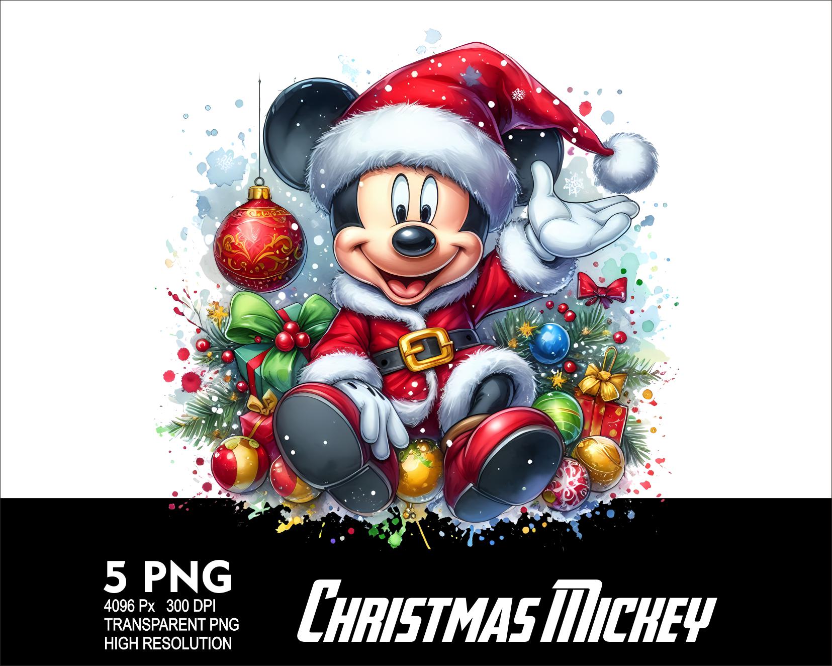 Diseño PNG de Mickey Mouse navideño (5 unidades) para sublimación. PNG ...