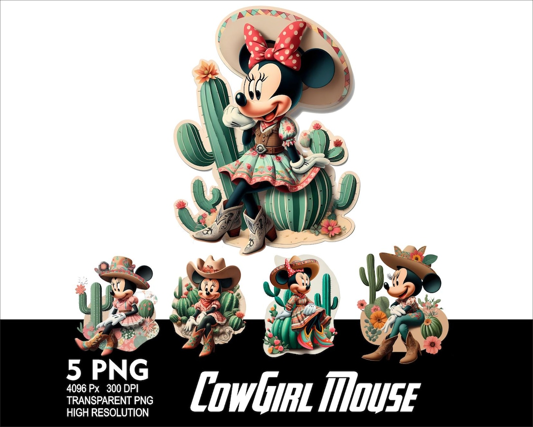 Cowgirl Minnie 5 PNG Design for Sublimation Png 300DPI High Resolution ...