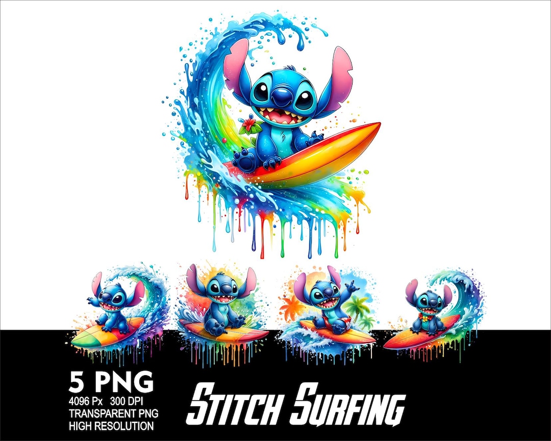 Stitch Surfing 5 PNG Design for Sublimation Png 300DPI High Resolution ...