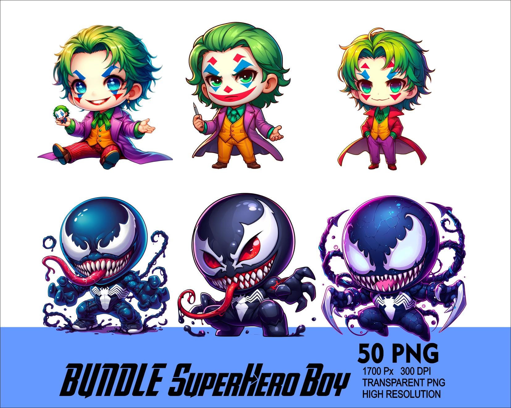 50 BUNDLE Superhero Boy Clipart PNG Mouse Design for Sublimation Png ...