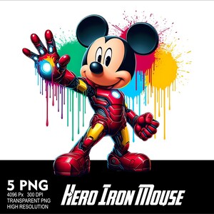 Mickey Superhero Iron Mouse 5 PNG Design for Sublimation Png 300DPI ...