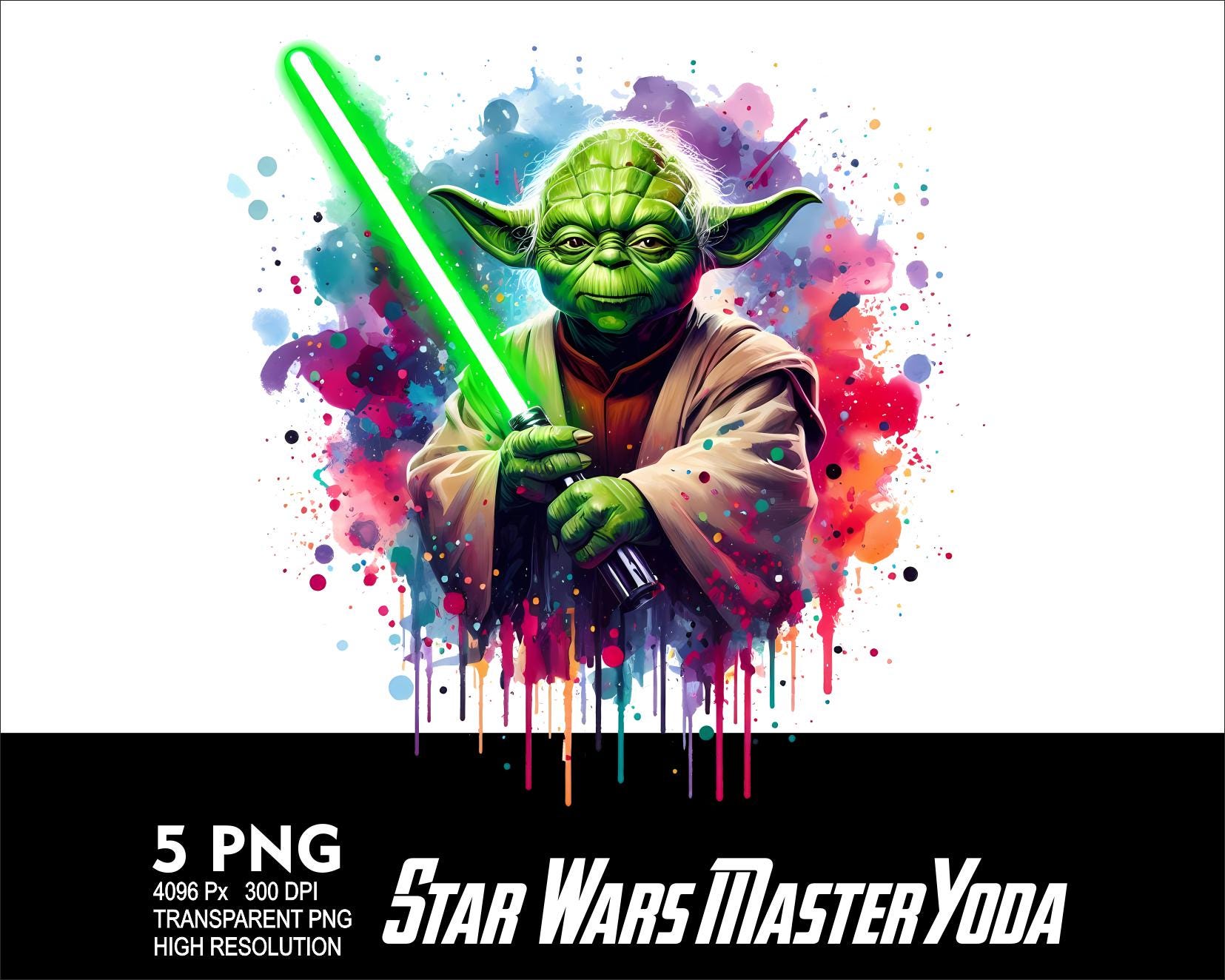 Star Wars Master Jedi 5 PNG Design for Watercolor Sublimation Png ...