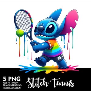 Stitch Tennis 5 PNG Design for Sublimation Png 300DPI High Resolution ...