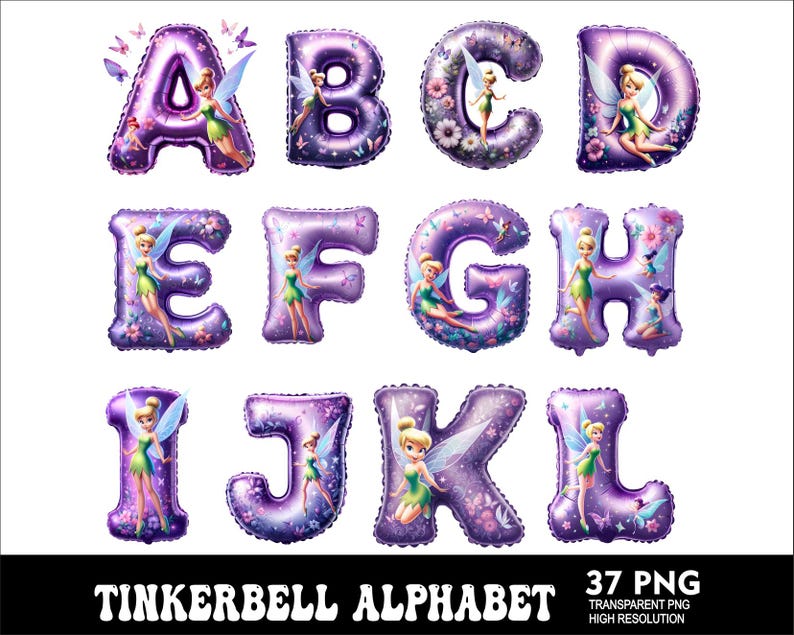 Fairy Tinker Alphabet PNG Letters Design Fairy Letters Png Baby Girl ...