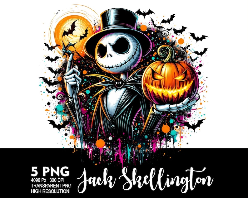 Halloween Jack Skellington 5 PNG Design for Sublimation Png 300DPI High ...