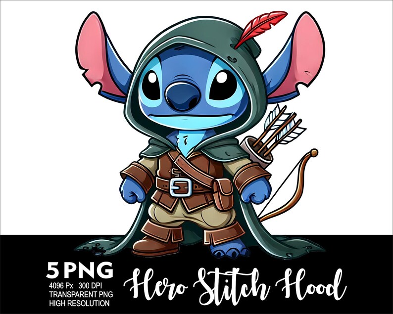 Stitch Hero Hood 5 PNG Design for Sublimation Png 300DPI High ...
