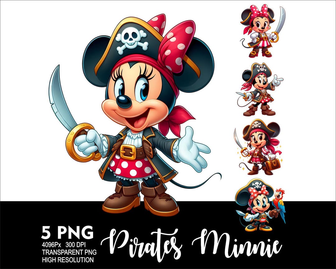 Pirate Minnie 5 PNG Design Clipart for Sublimation Png 300DPI High ...