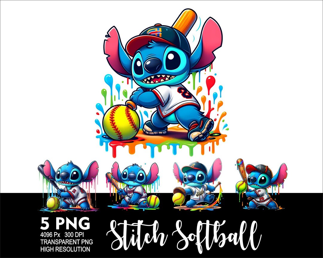 Stitch Softball 5 PNG Design for Sublimation Png 300DPI High Resolution ...