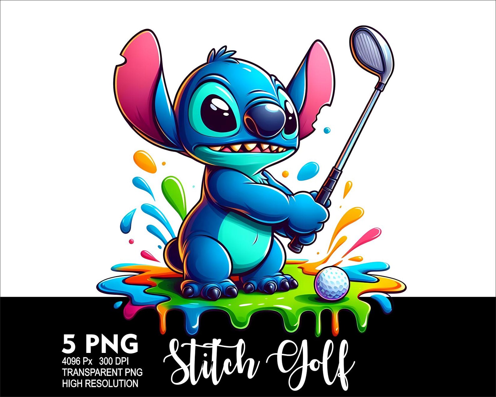 Stitch Golf 5 PNG Design for Sublimation Png 300DPI High Resolution Png ...