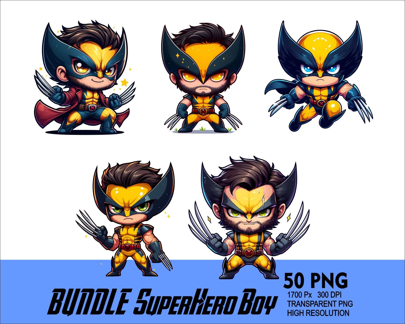 50 BUNDLE Superhero Boy Clipart PNG Mouse Design for Sublimation Png ...