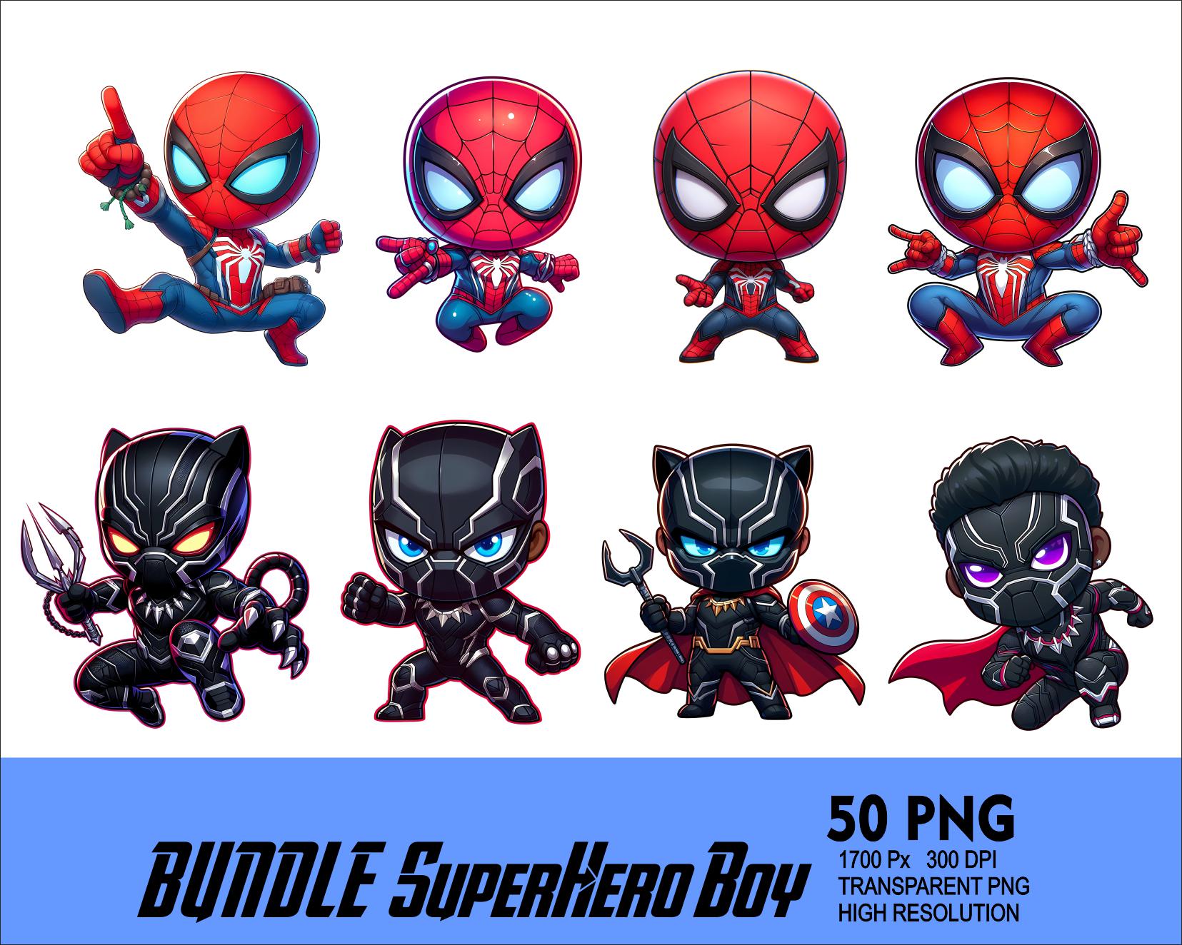 50 BUNDLE Superhero Boy Clipart PNG Mouse Design for Sublimation Png ...