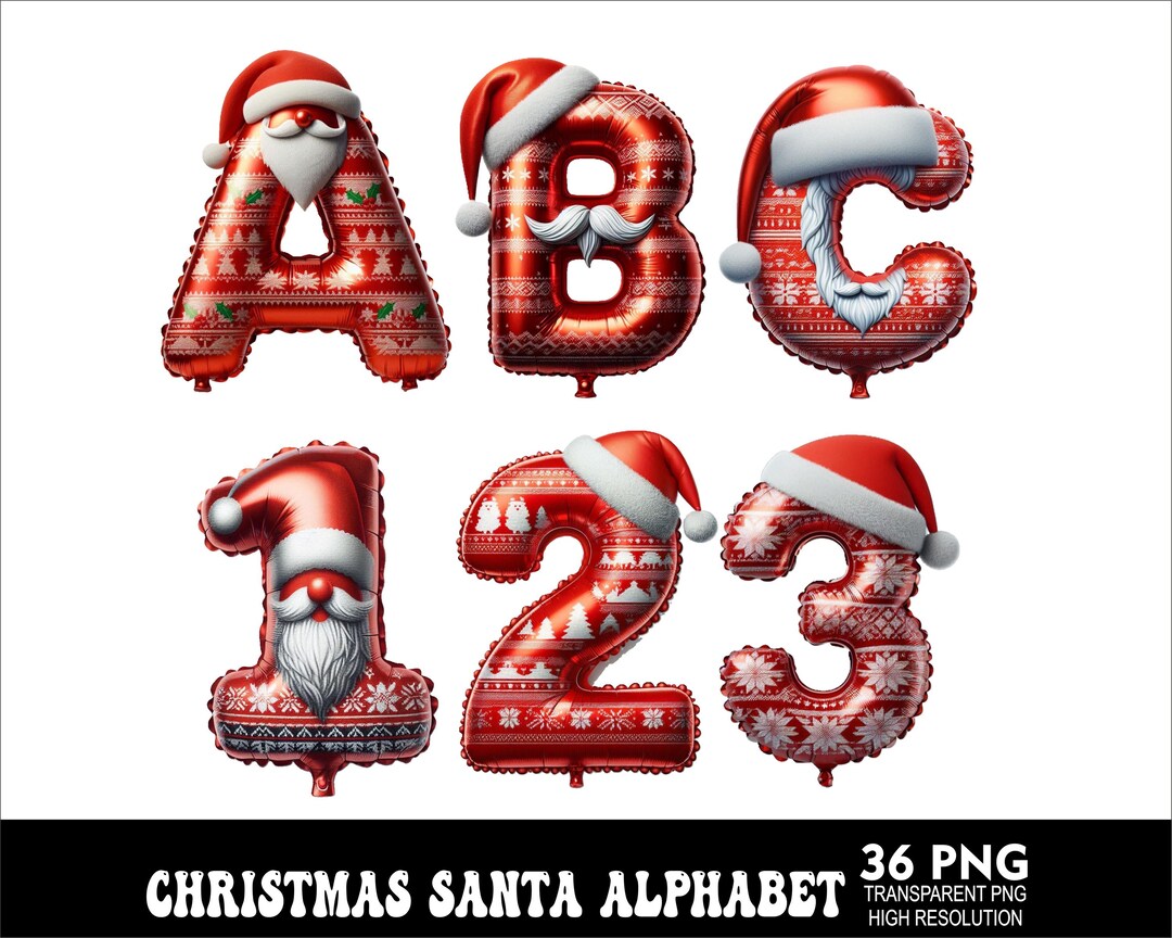 Christmas Santa Alphabet PNG Letters Design Santa Letters Png Christmas ...