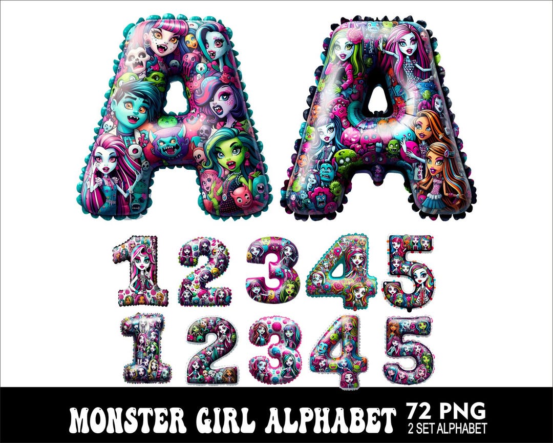 Monster Girl Alphabet PNG MH Letters Design Monster Girl Letters Png ...