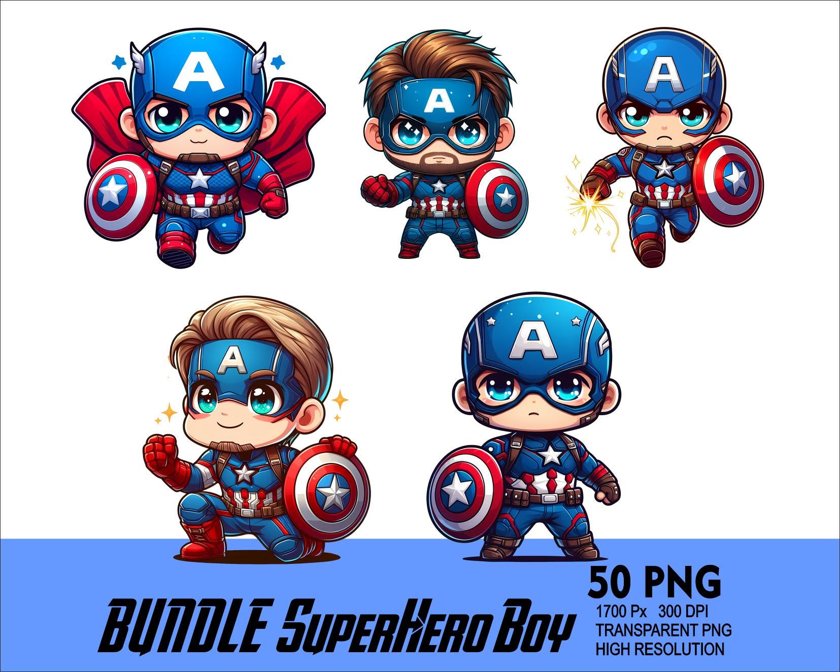 50 BUNDLE Superhero Boy Clipart PNG Mouse Design for Sublimation Png ...