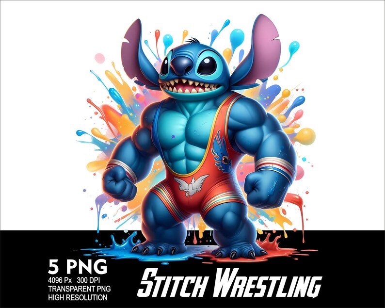 Stitch Wrestling 5 PNG Design for Sublimation Png 300DPI High ...