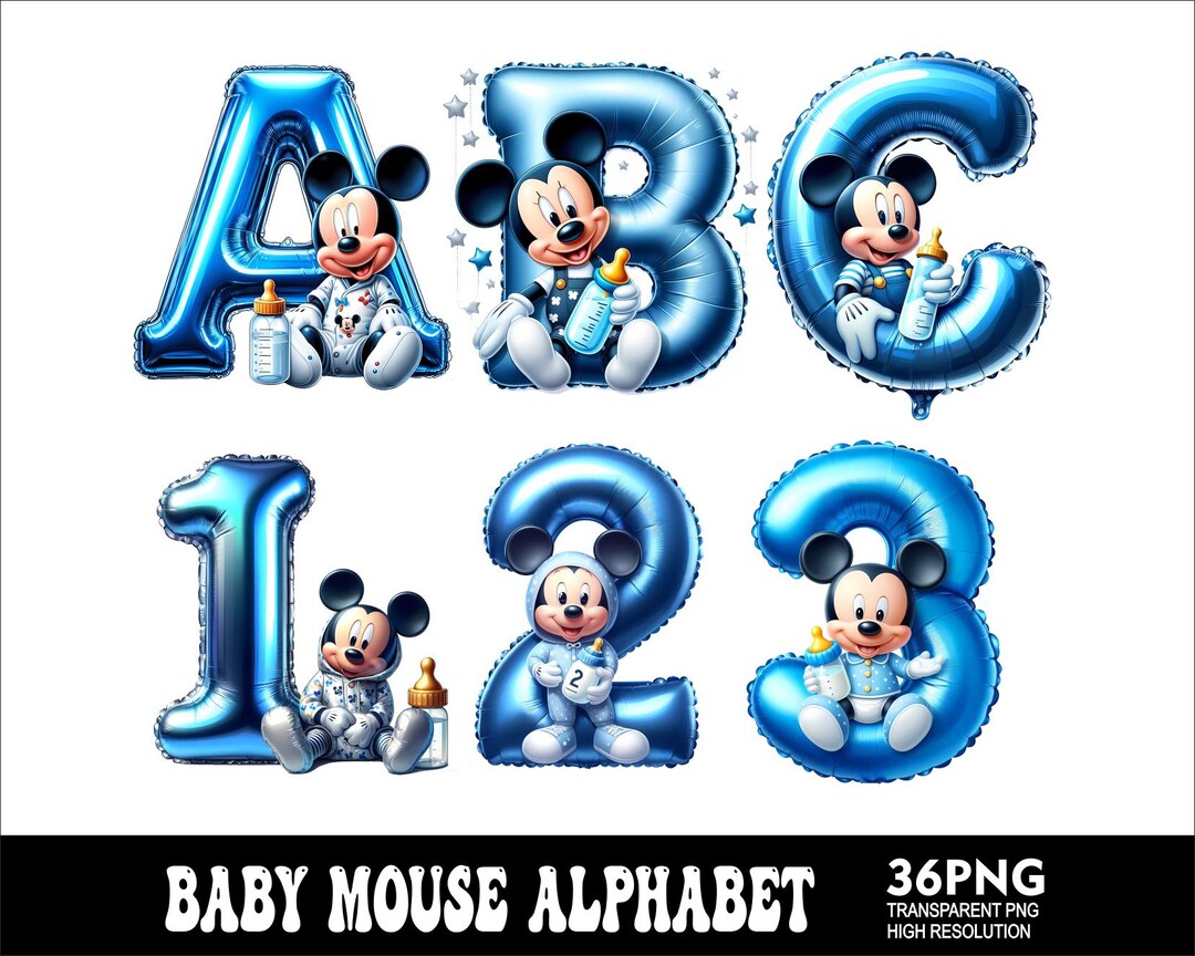Baby Mickey Alphabet PNG Letters Design Mouse Letters Png Font - Etsy