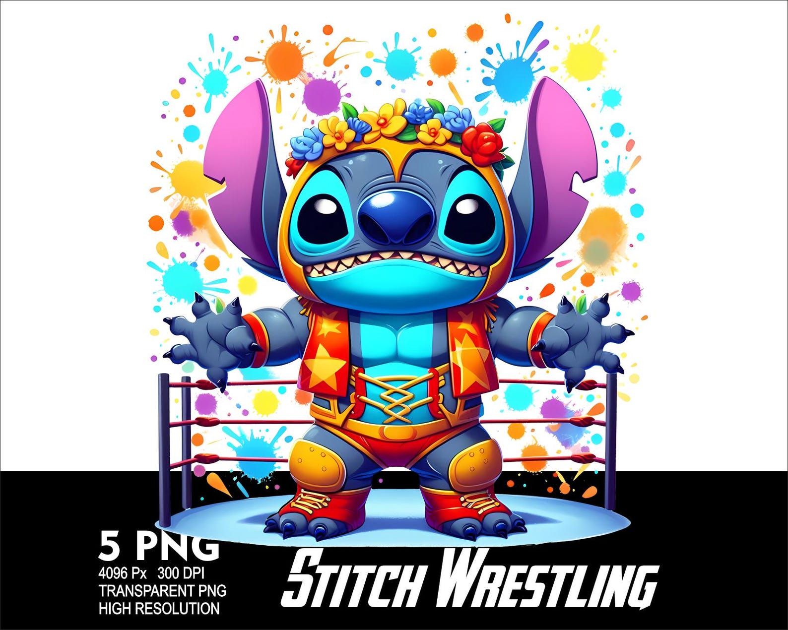 Stitch Wrestling 5 PNG Design for Sublimation Png 300DPI High ...