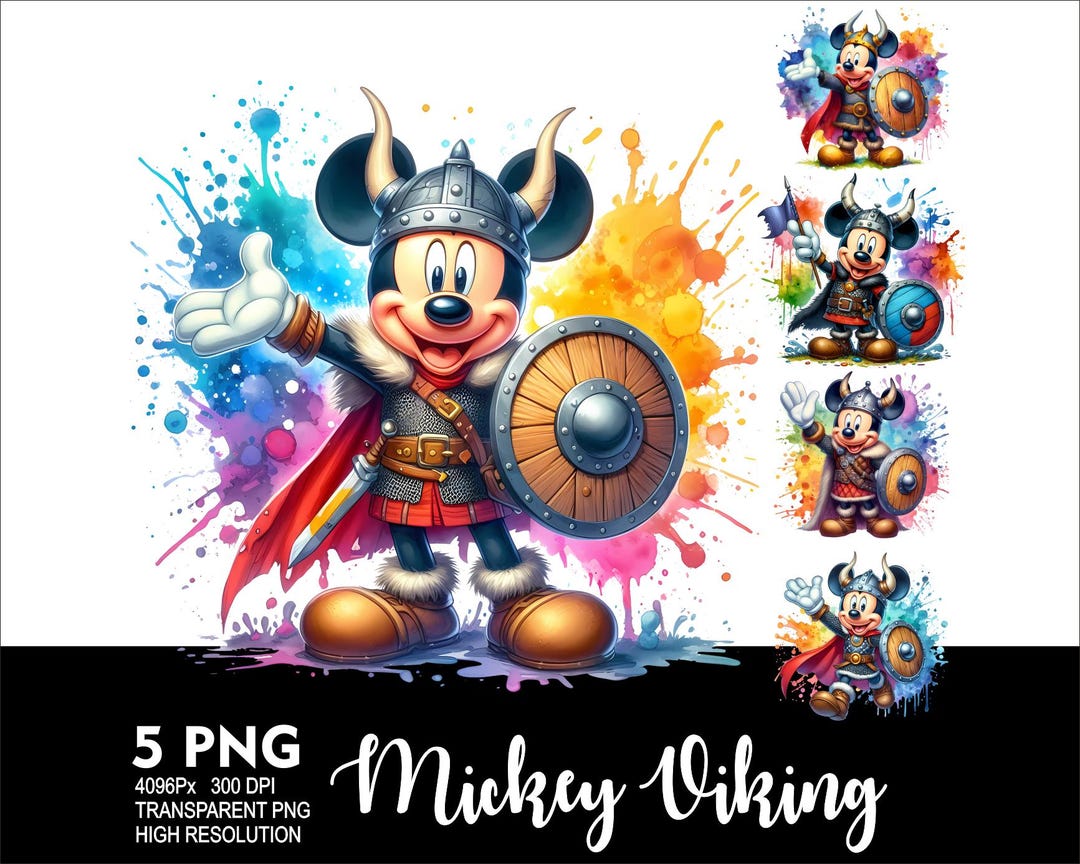 Viking Mickey 5 PNG Design Watercolor Sublimation Png 300DPI High ...