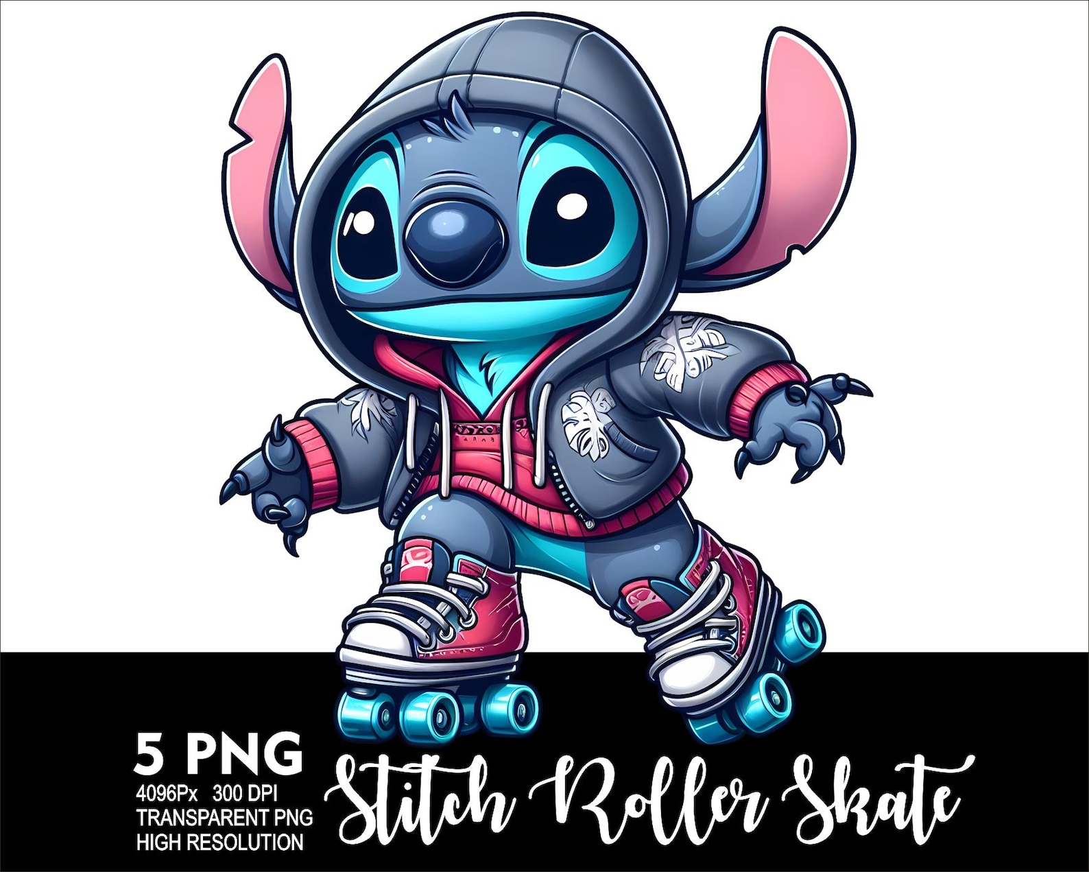 Stitch Roller Skates 5 PNG Design for Sublimation Png 300DPI High ...