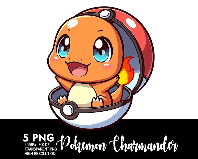 Cartoon Charmander 5 PNG Baby Charmander Design for Sublimation Png ...