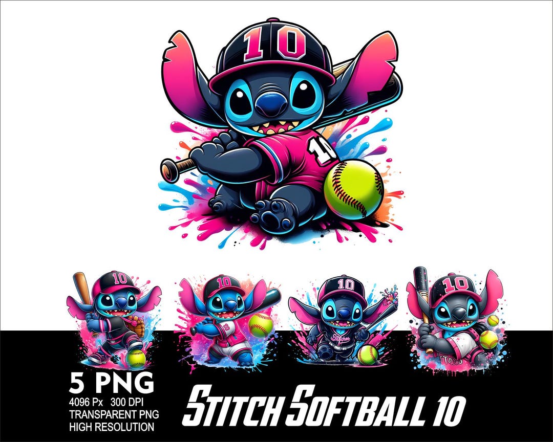 Stitch Softball 5 PNG Design for Sublimation Png 300DPI High Resolution ...