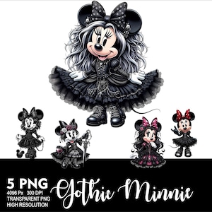 Gothic Minnie 5 PNG Design for Sublimation Png 300DPI High Resolution ...
