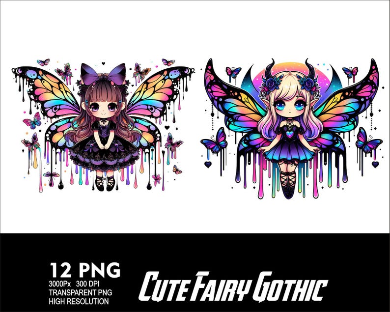 12 PNG Gothic Cute Fairy Png Design for Sublimation Png 300DPI High ...