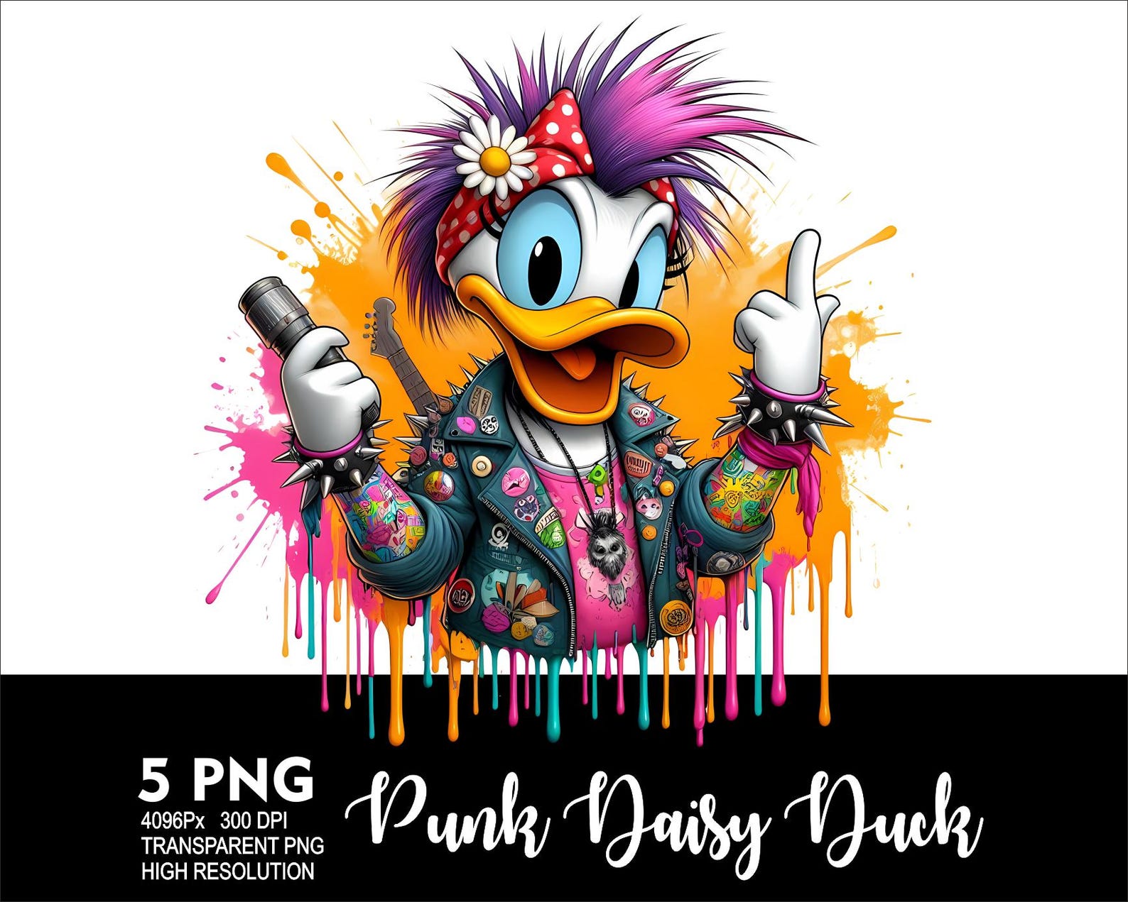 Punk Girl Duck 5 PNG Daisy Girl Design for Sublimation Png 300DPI High ...