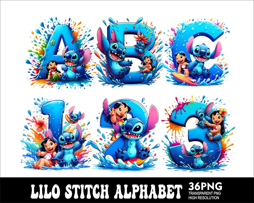 Cartoon Lilo Stitch Alphabet PNG Letters Design Stitch Letters Png Baby ...