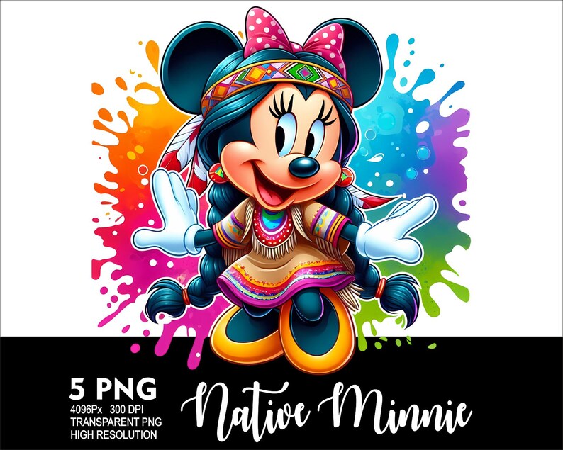 Native American Indian Minnie 5 PNG Design for Sublimation Png 300DPI ...