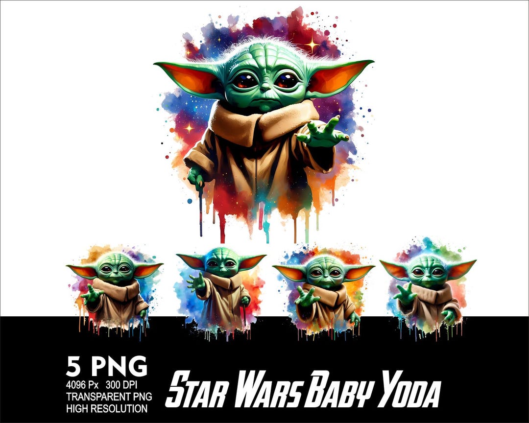 Star Wars Baby Jedi 5 PNG Design for Watercolor Sublimation Png 300DPI ...