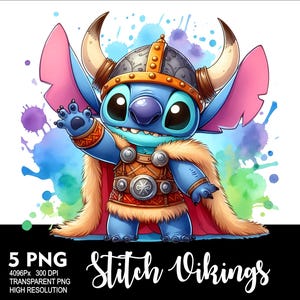 Stitch Viking 5 PNG Design Watercolor Sublimation Png 300DPI High ...