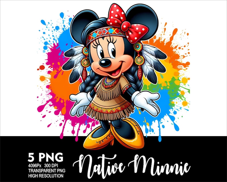 Native American Indian Minnie 5 PNG Design for Sublimation Png 300DPI ...