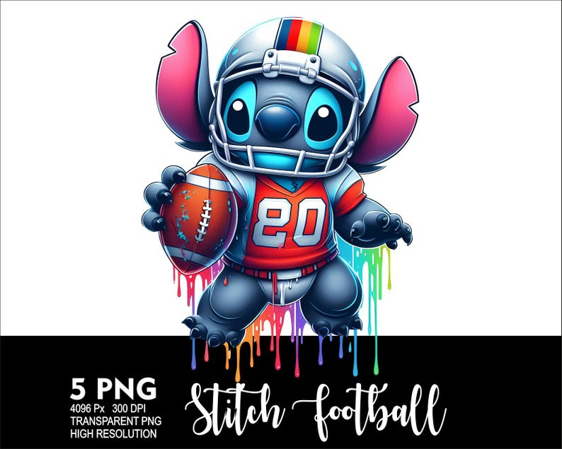 Stitch Football Kids 5 PNG Design for Sublimation Png 300DPI High ...