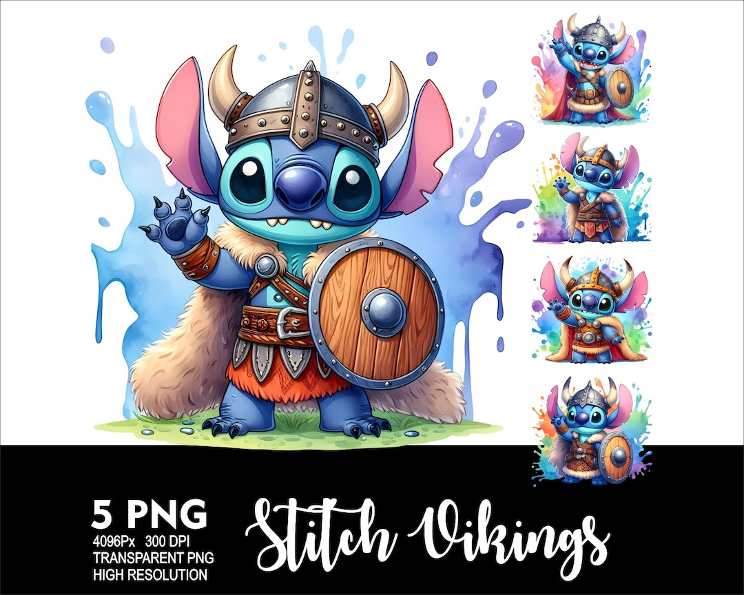Stitch Viking 5 PNG Design Watercolor Sublimation Png 300DPI High Resolution Png Tshirt Mug ...